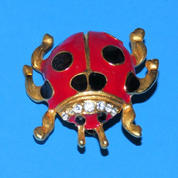AAI | Jewelry | Vintage Signed Aai Ladybug Brooch Pin Rhinestone Insect ...